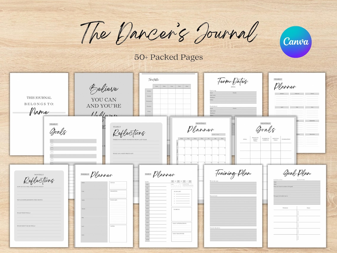 The Dancer’s Journal Printable, Minimalistic, Dance Planner - Etsy