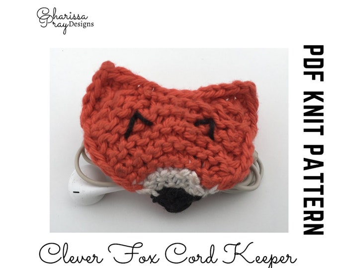 Earphone Holder Fox Knitting Pattern Photo Tutorial Organize Cords ...