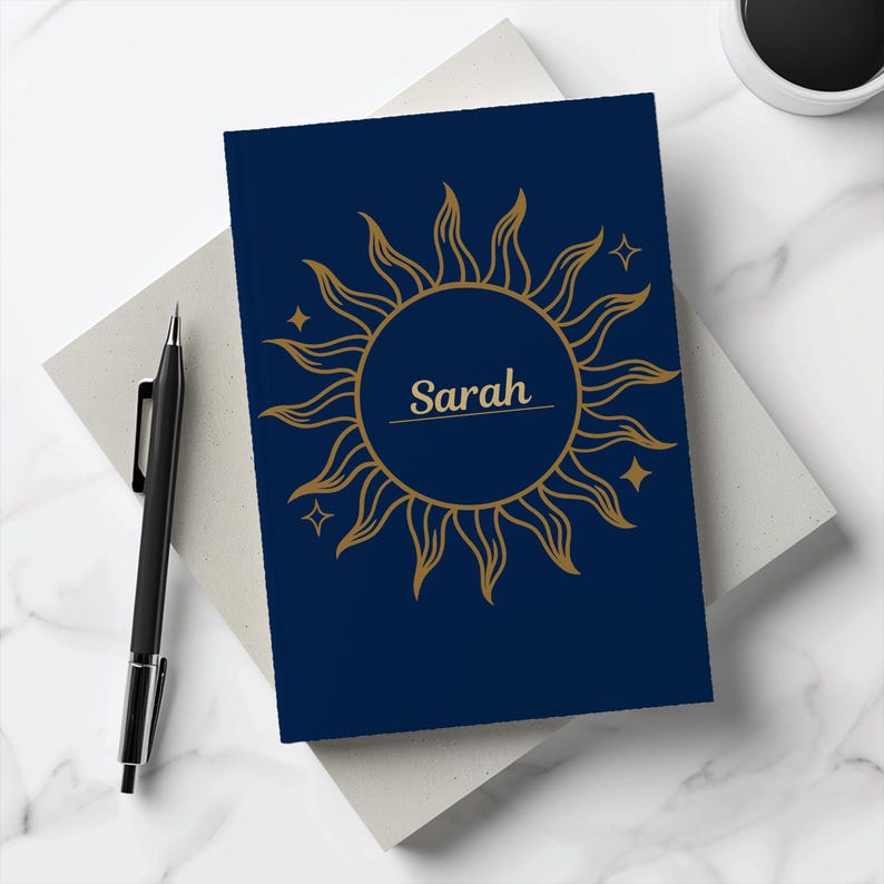 Personalized Royal Blue Golden Sun Journal Hardcover Custom Name Gift ...