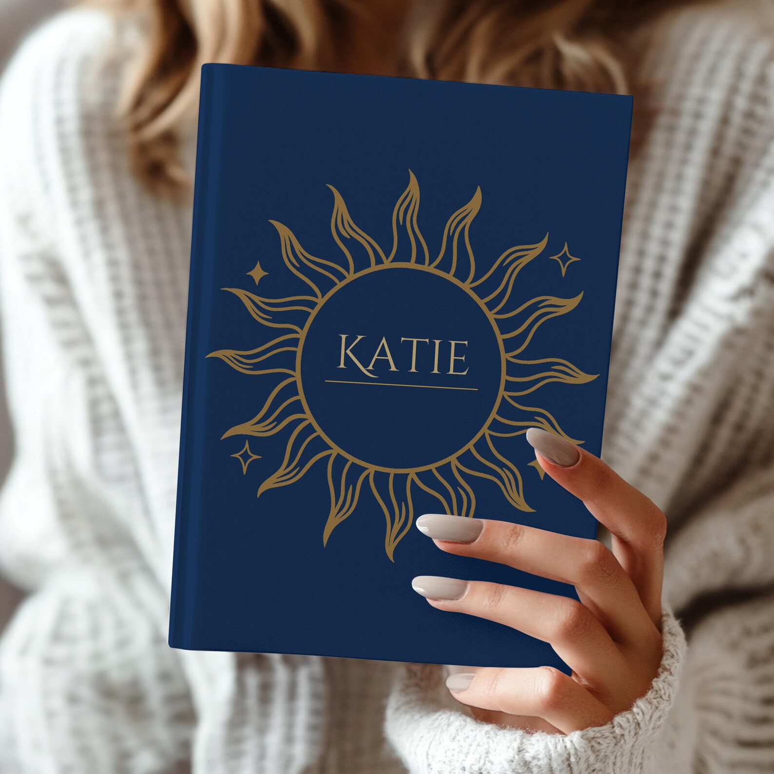 Personalized Royal Blue Golden Sun Journal Hardcover Custom Name Gift ...