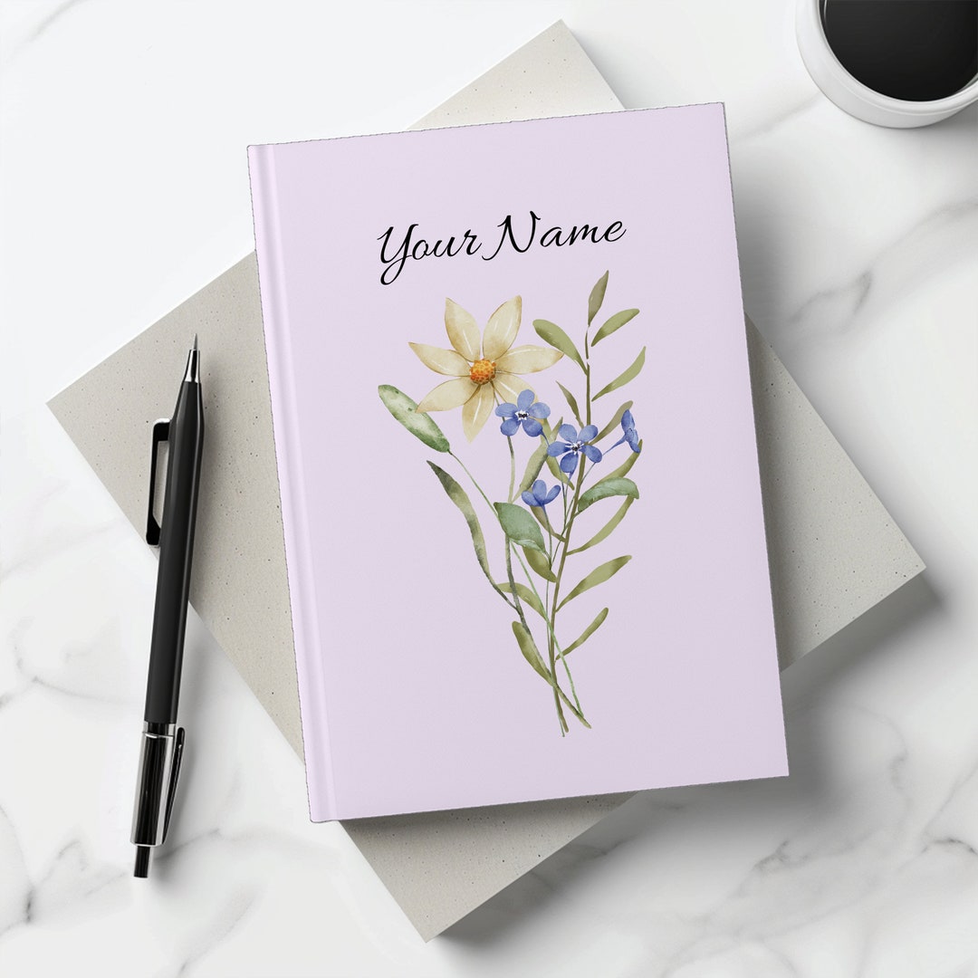 Journal Custom Name Flower Bouquet Personalized Self Care Gift for Her ...