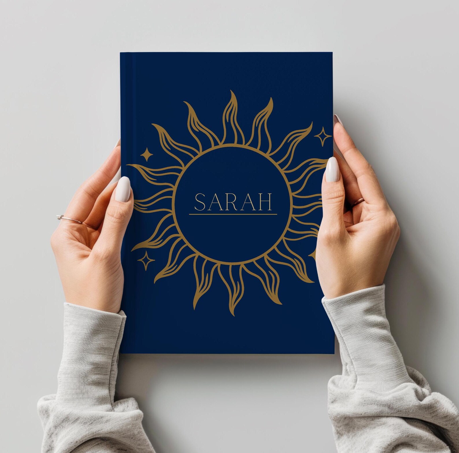 Personalized Royal Blue Golden Sun Journal Hardcover Custom Name Gift ...