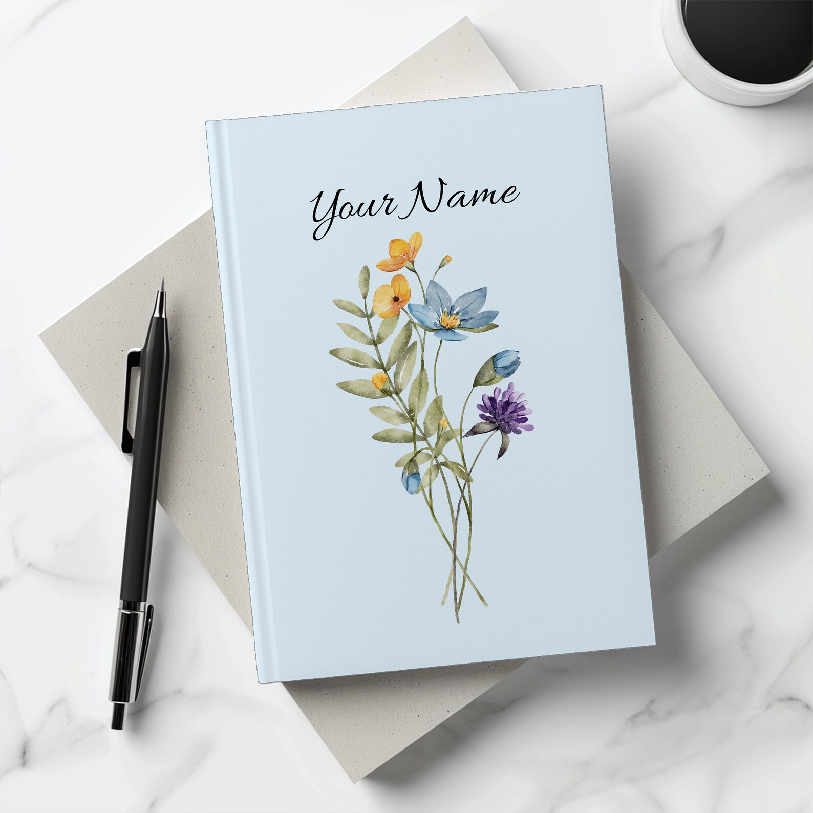 Personalized Journal Flower Bouquet Custom Name Gift Self Care ...