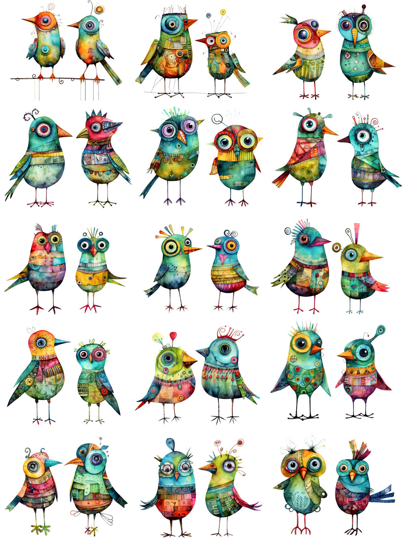 Whimsy Birds 5 Design Enamel Decals, Enamel Supplies, Ceramic Decals ...