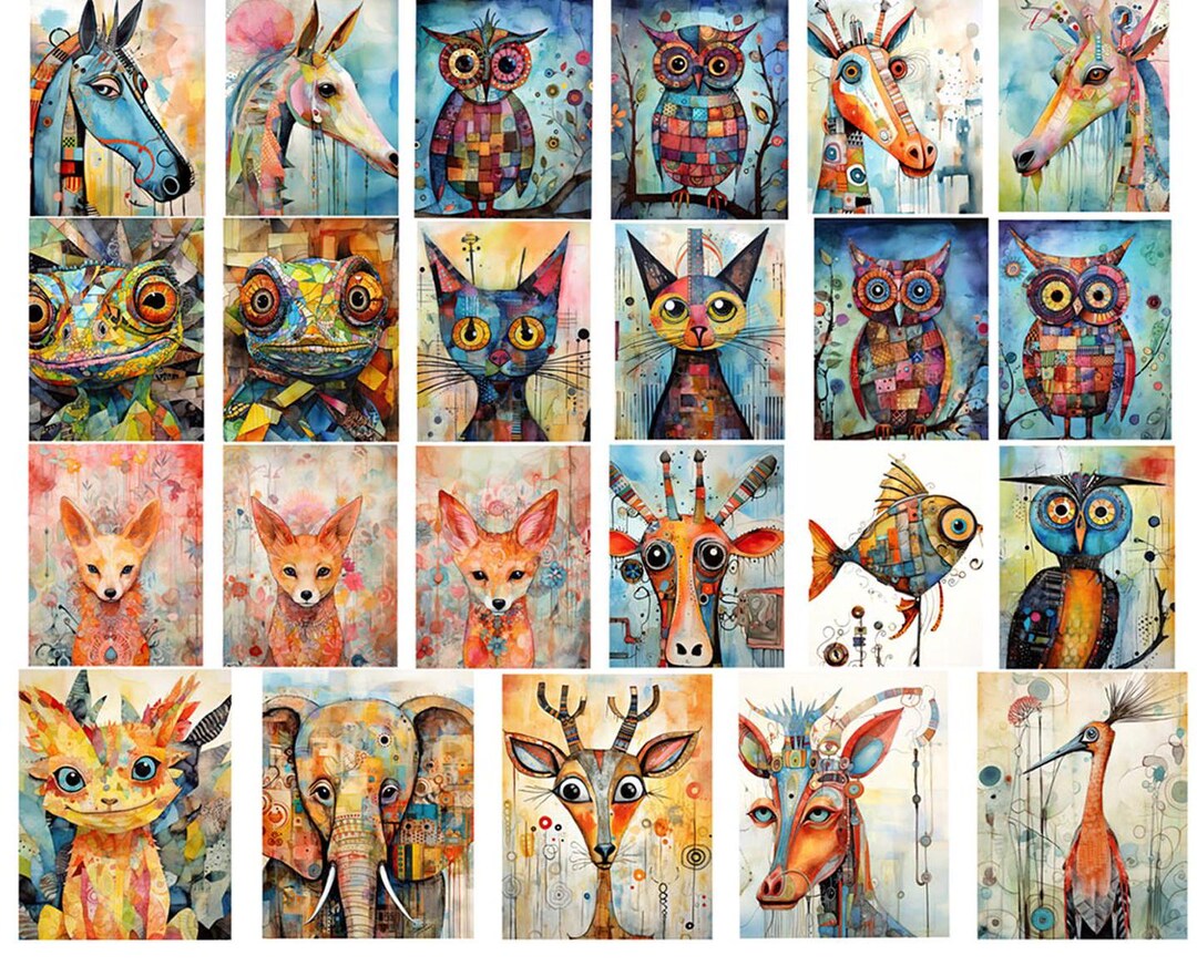 Funky Animal Tiles 1 Design Enamel Decals, Enamel Supplies, Ceramic ...