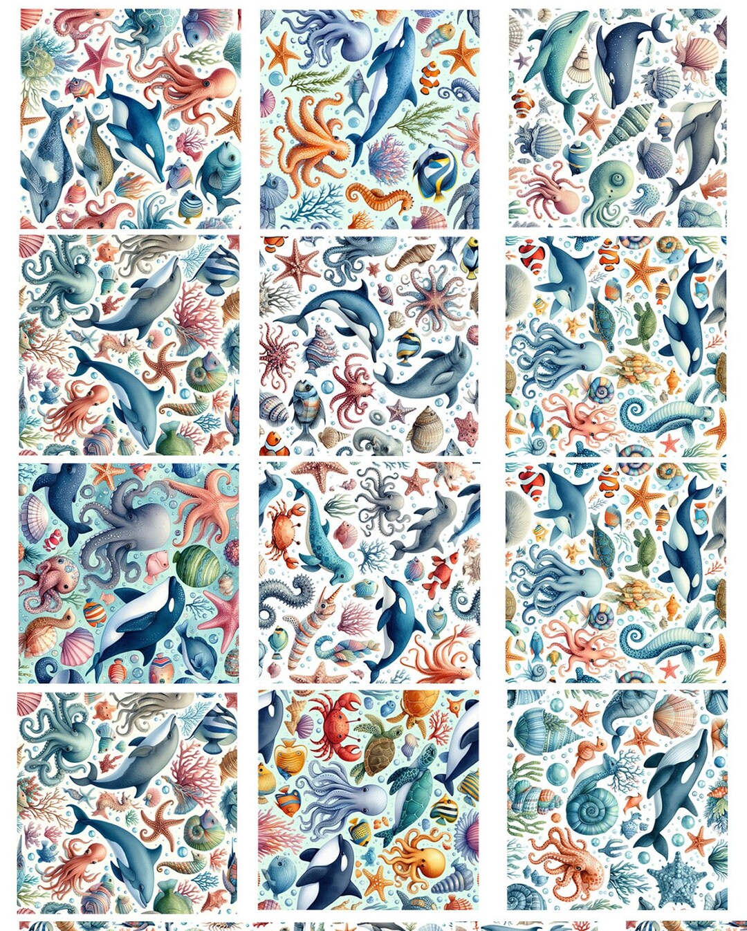 Sea Life Tiles Design Enamel Decals, Enamel Supplies, Ceramic Decals ...