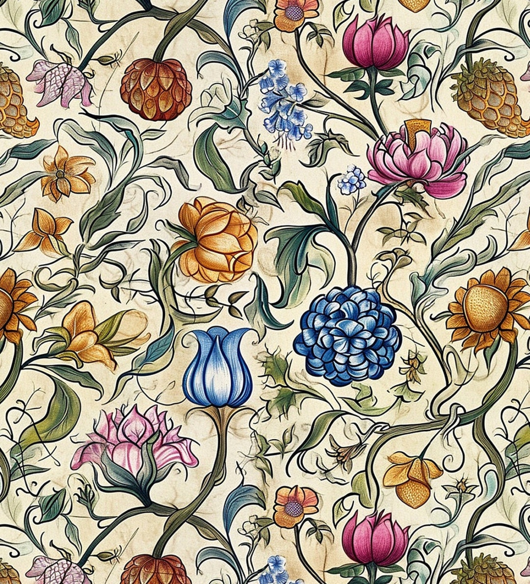 Vintage W. Morris 45 Design Enamel Decals, Enamel Supplies, Ceramic ...