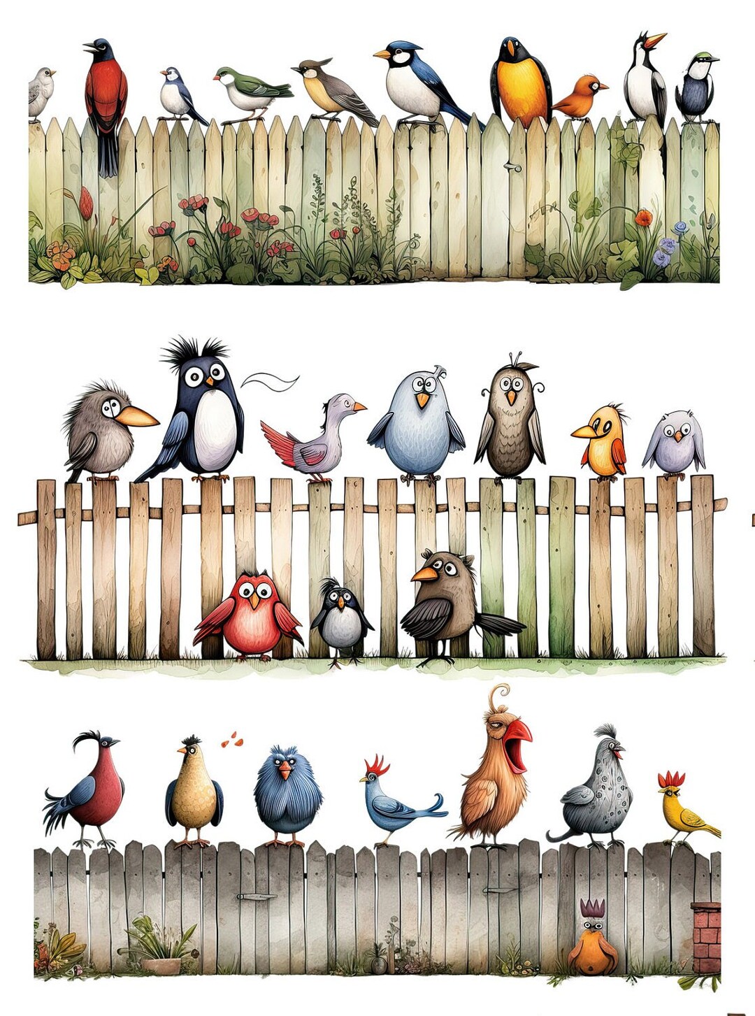 Birds on a Fence Design Enamel Decals, Enamel Supplies, Ceramic Decals ...