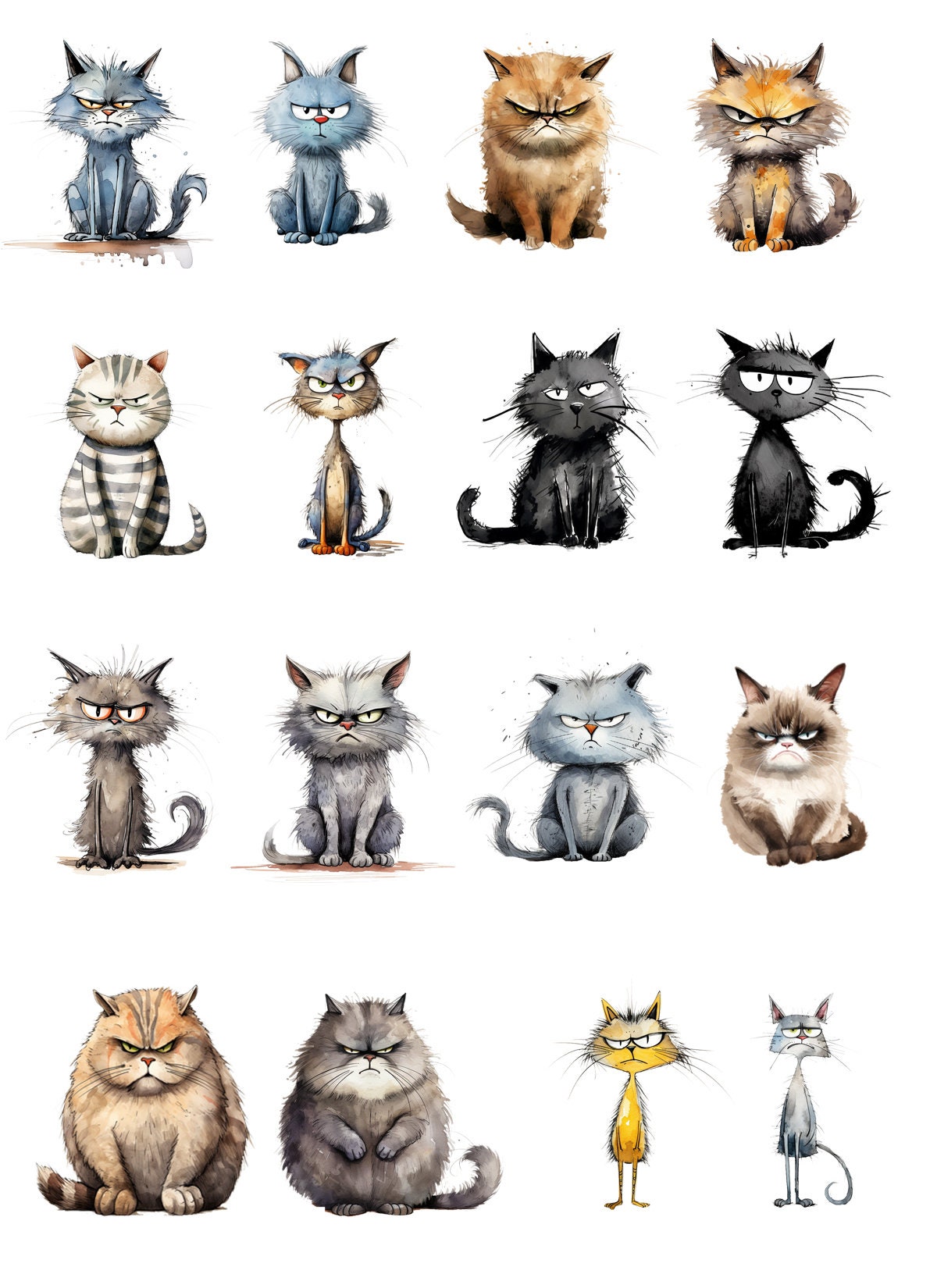 Grumpy Cats Design Enamel Decals, Enamel Supplies, Ceramic Decals ...