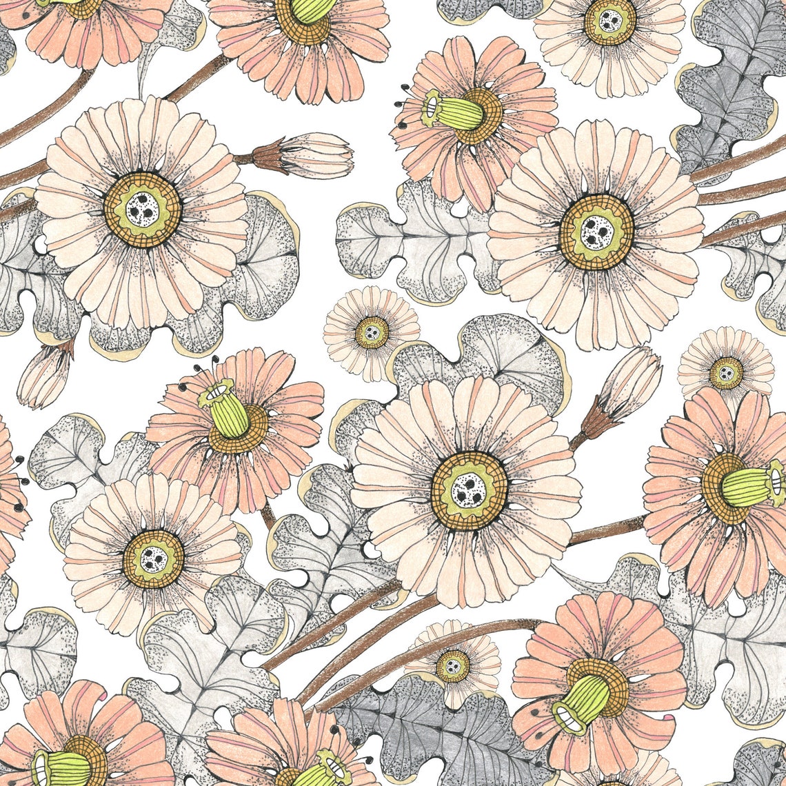 Peachy Flower Design Enamel Decals, Enamel Supplies, Ceramic Decals ...
