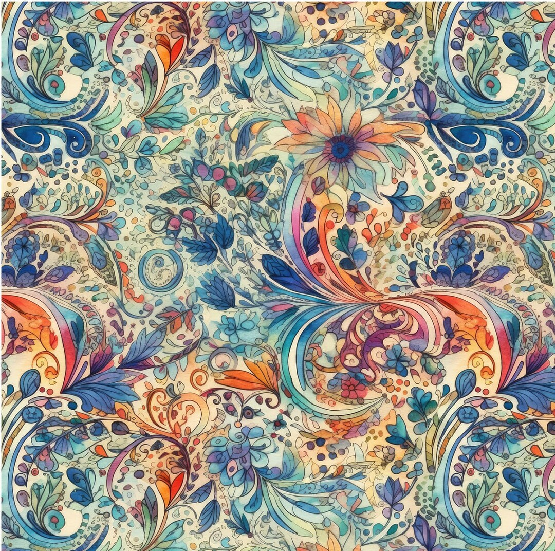 Watercolor Paisley Design Enamel Decals, Enamel Supplies, Ceramic ...