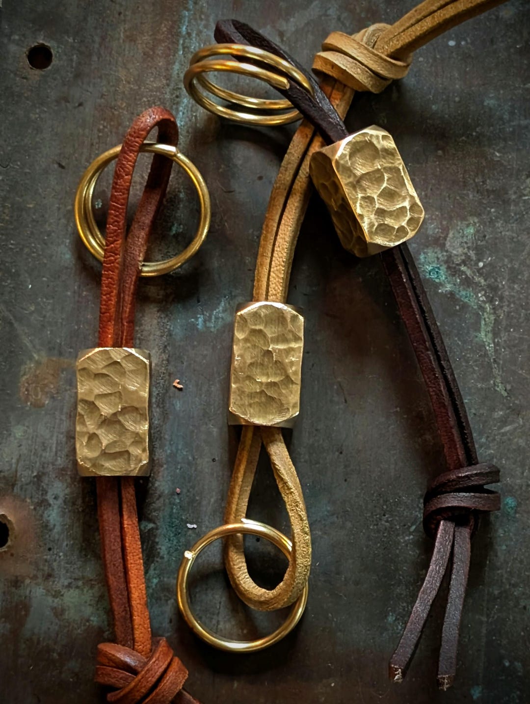 EDC Lanyard Bead | Brass EDC Lanyard Bead and 3mm Leather Cord | Brass ...