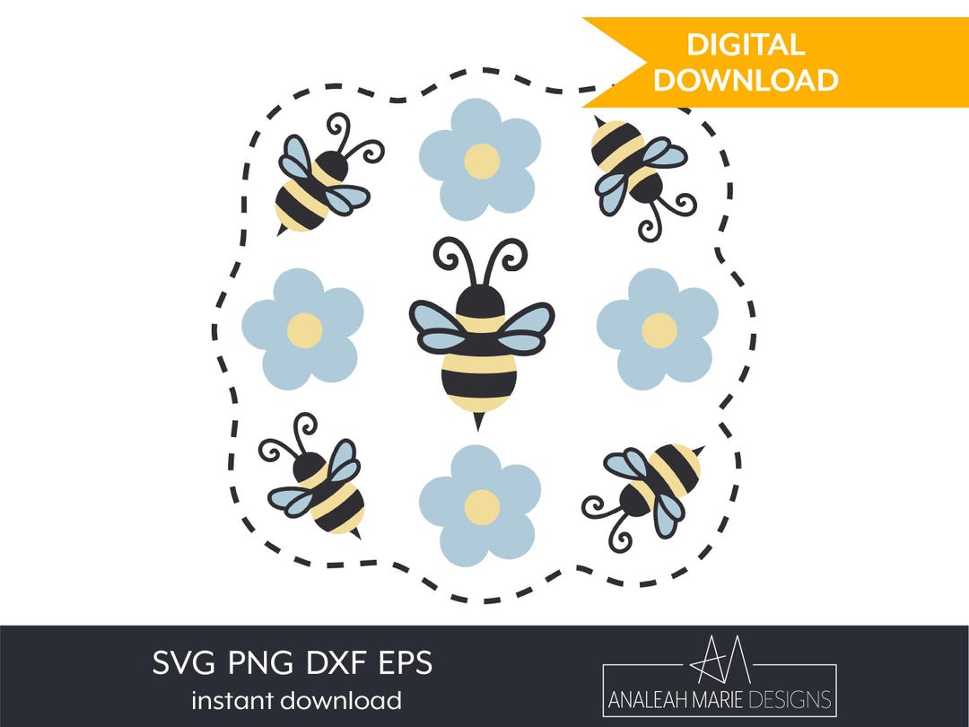 Spring Bees SVG | Floral Bee Cut File - Etsy