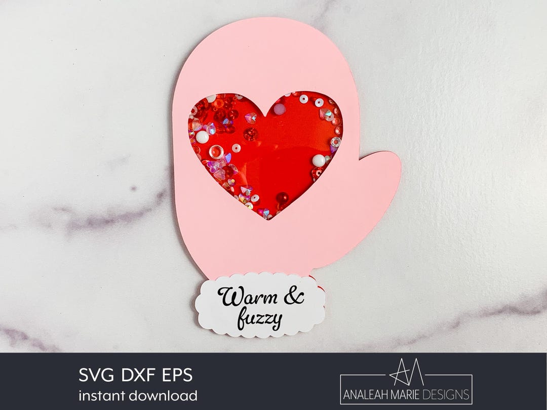 Heart Mitten Shaker Card SVG: Valentine's Day Greeting Card (cutting ...