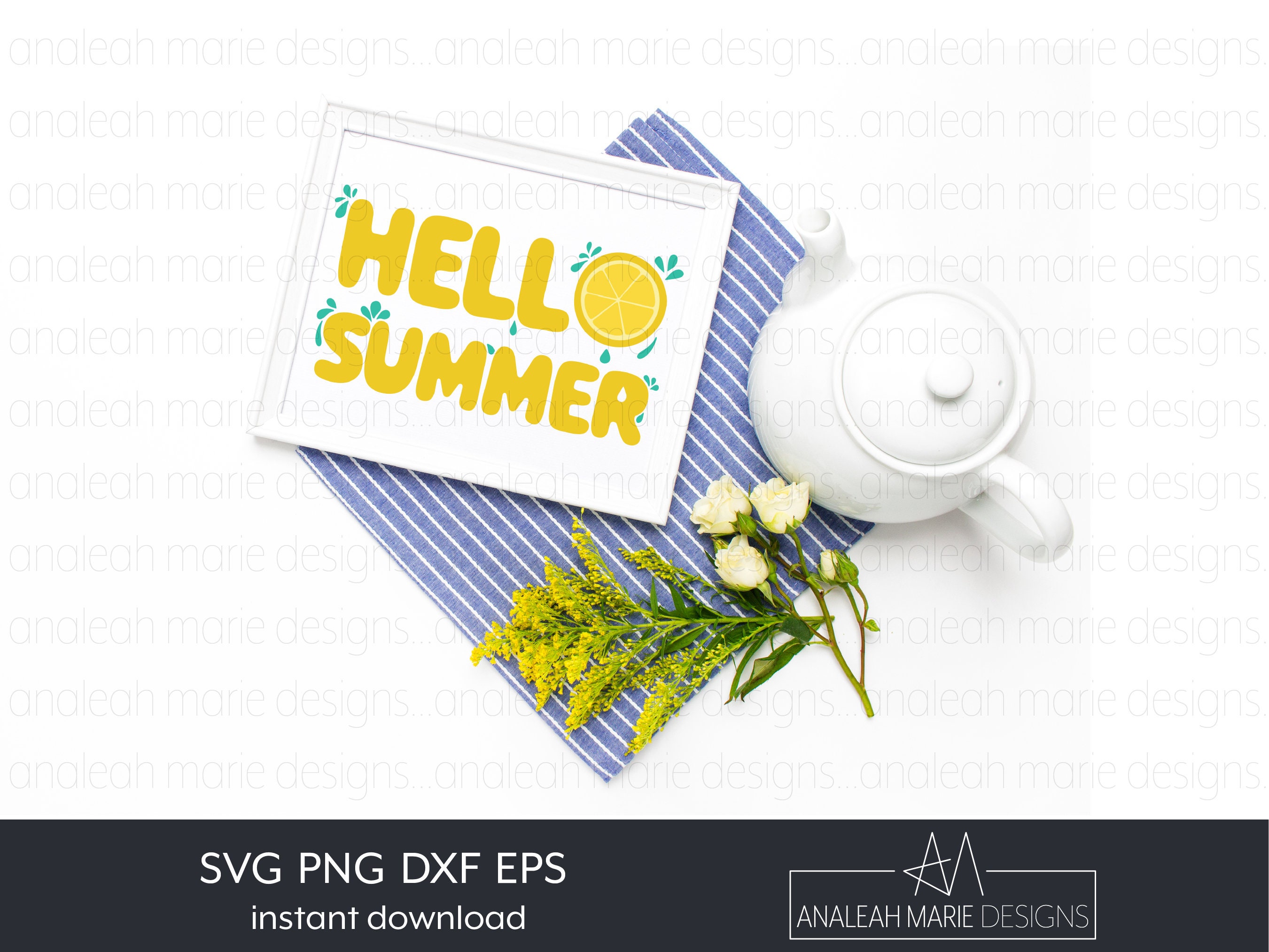 Hello Summer Lemon SVG Cut File for Tshirt, Tote Bag, Tumbler, Mug ...