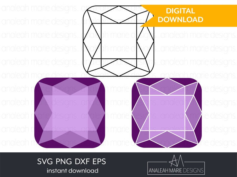 Cushion Gem SVG - 3 Styles - PNG Clipart - Ideal for Your Next Craft ...