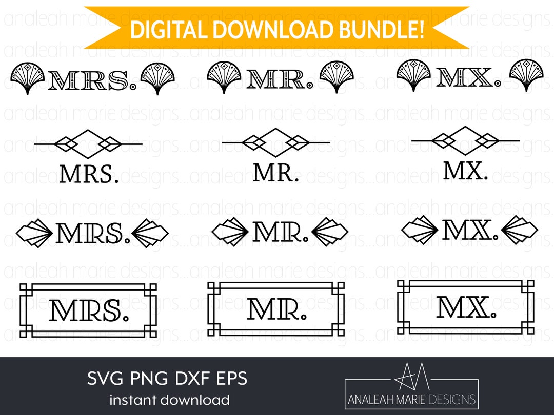 Art Deco Wedding SVG Bundle: Mr Mrs Mx (digital Download) - Etsy
