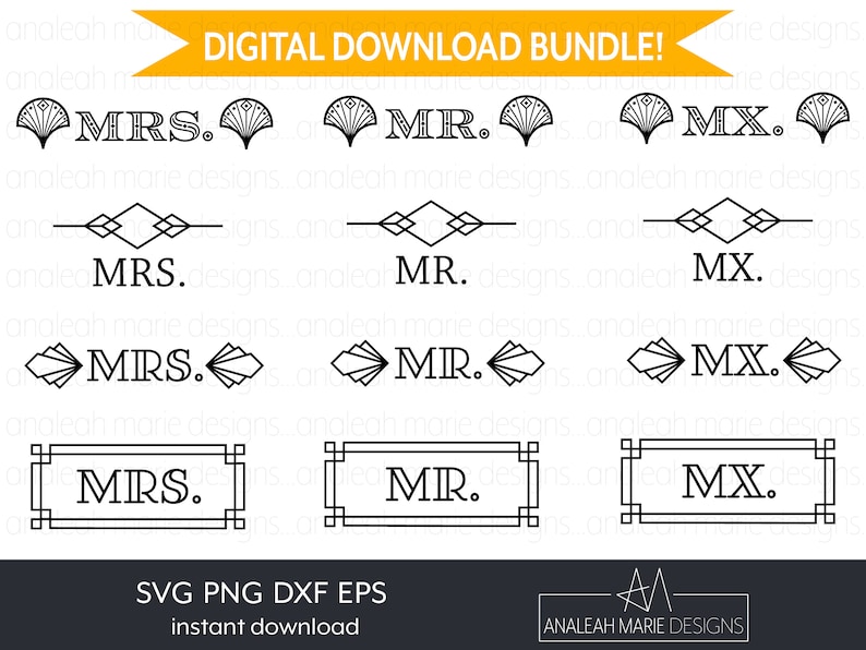 Art Deco Wedding SVG Bundle: Mr Mrs Mx (digital Download) - Etsy