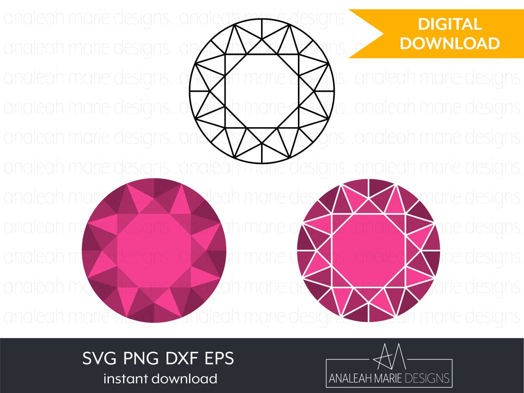 Round Gem SVG - 3 Styles - PNG Clipart - Ideal for Your Next Craft ...