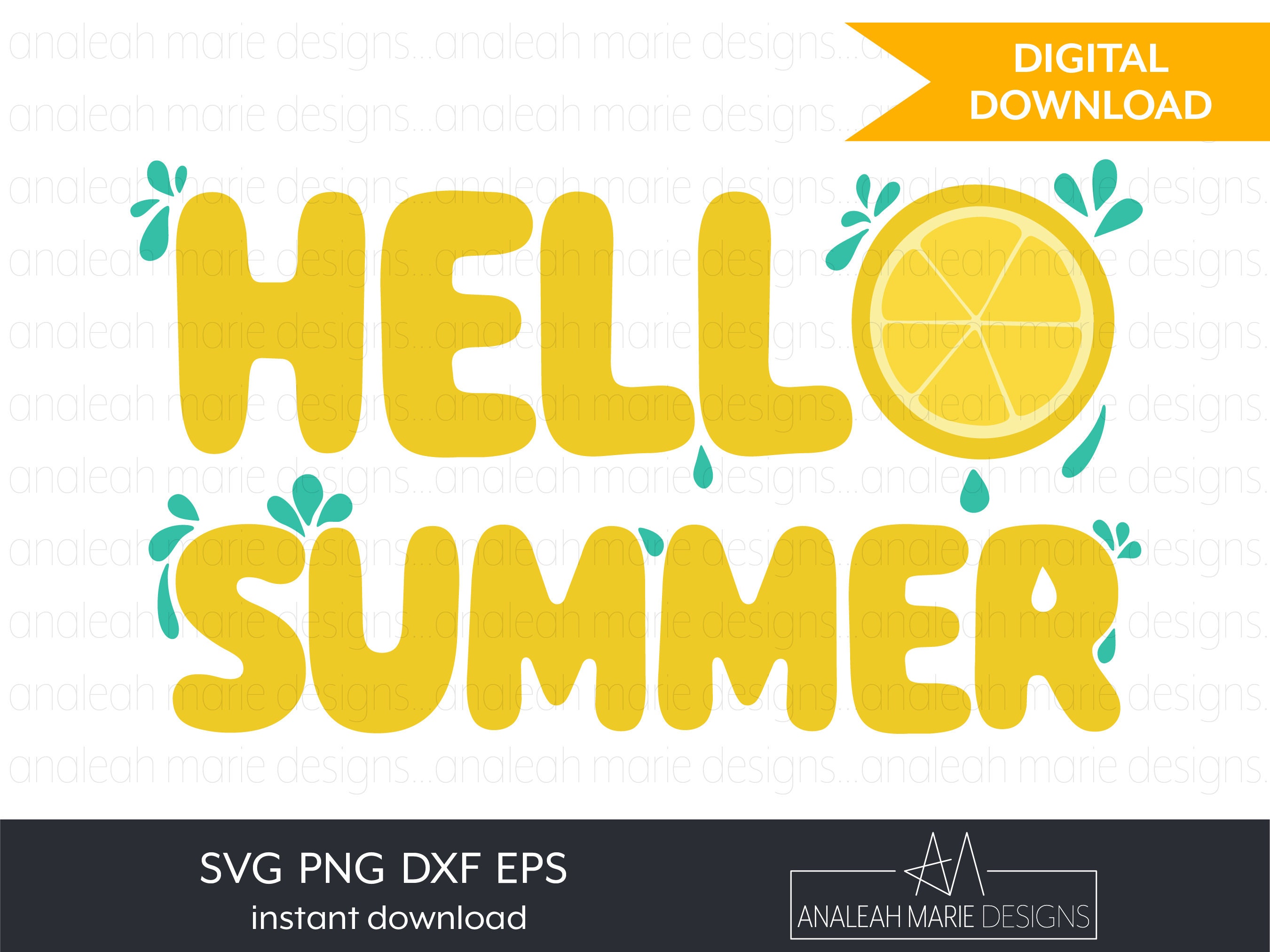 Hello Summer Lemon SVG Cut File for Tshirt, Tote Bag, Tumbler, Mug ...