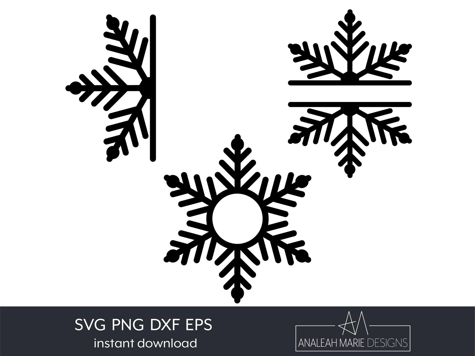 Snowflake Border SVG Bundle | Customizable Winter Name Plate Cut Files ...