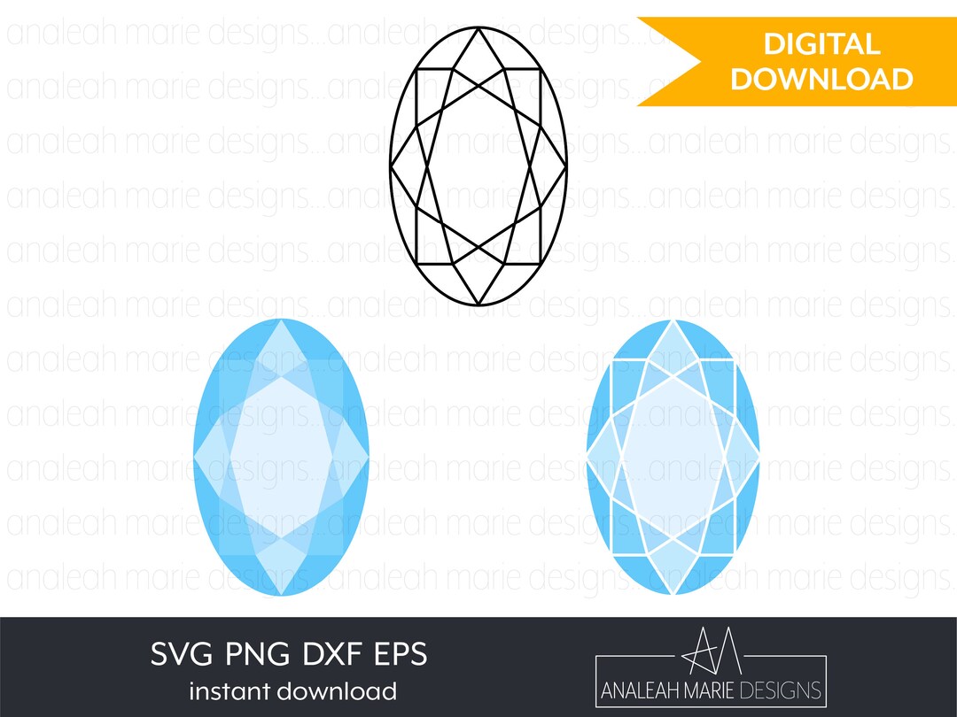 Oval Gem SVG - 3 Styles - PNG Clipart - Ideal for Your Next Craft ...