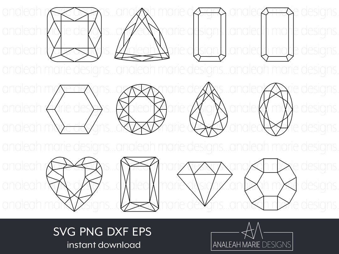 Outline Gem SVG Bundle 12 Gems Clipart Ideal for Your Next Craft ...
