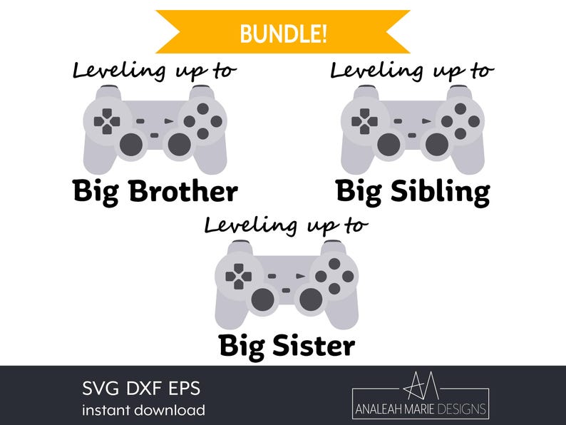 Big Sister/brother/sibling SVG Bundle: Video Game Controller Design ...