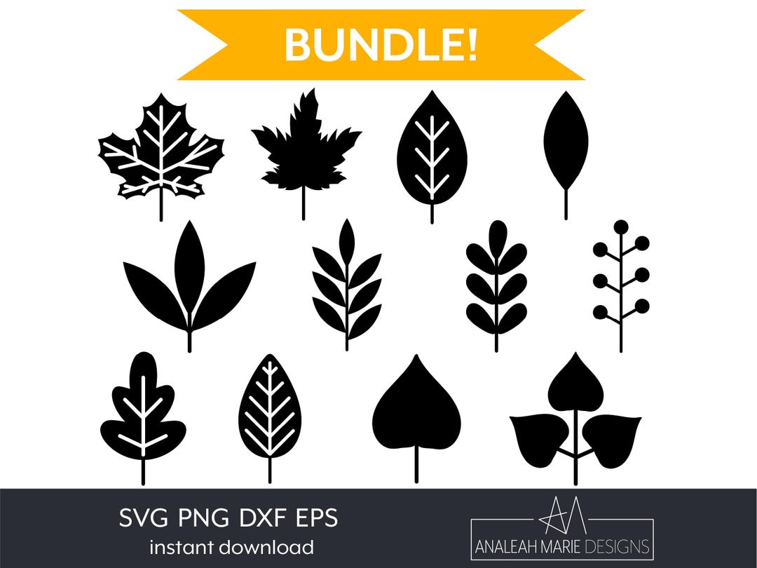 Fall Leaf Silhouette SVG Bundle: Autumn Thanksgiving Crafts (digital ...