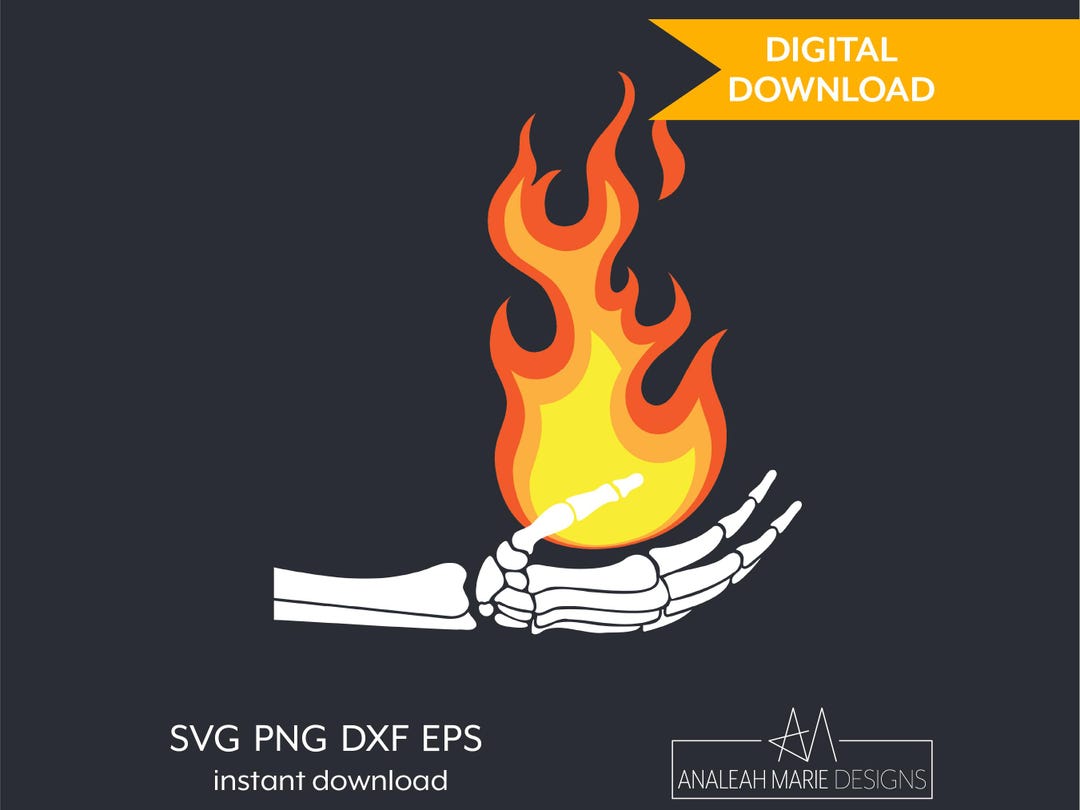 Skeleton Hand Flame SVG | Mage Magic Hand | Elemental Spell | Fantasy ...