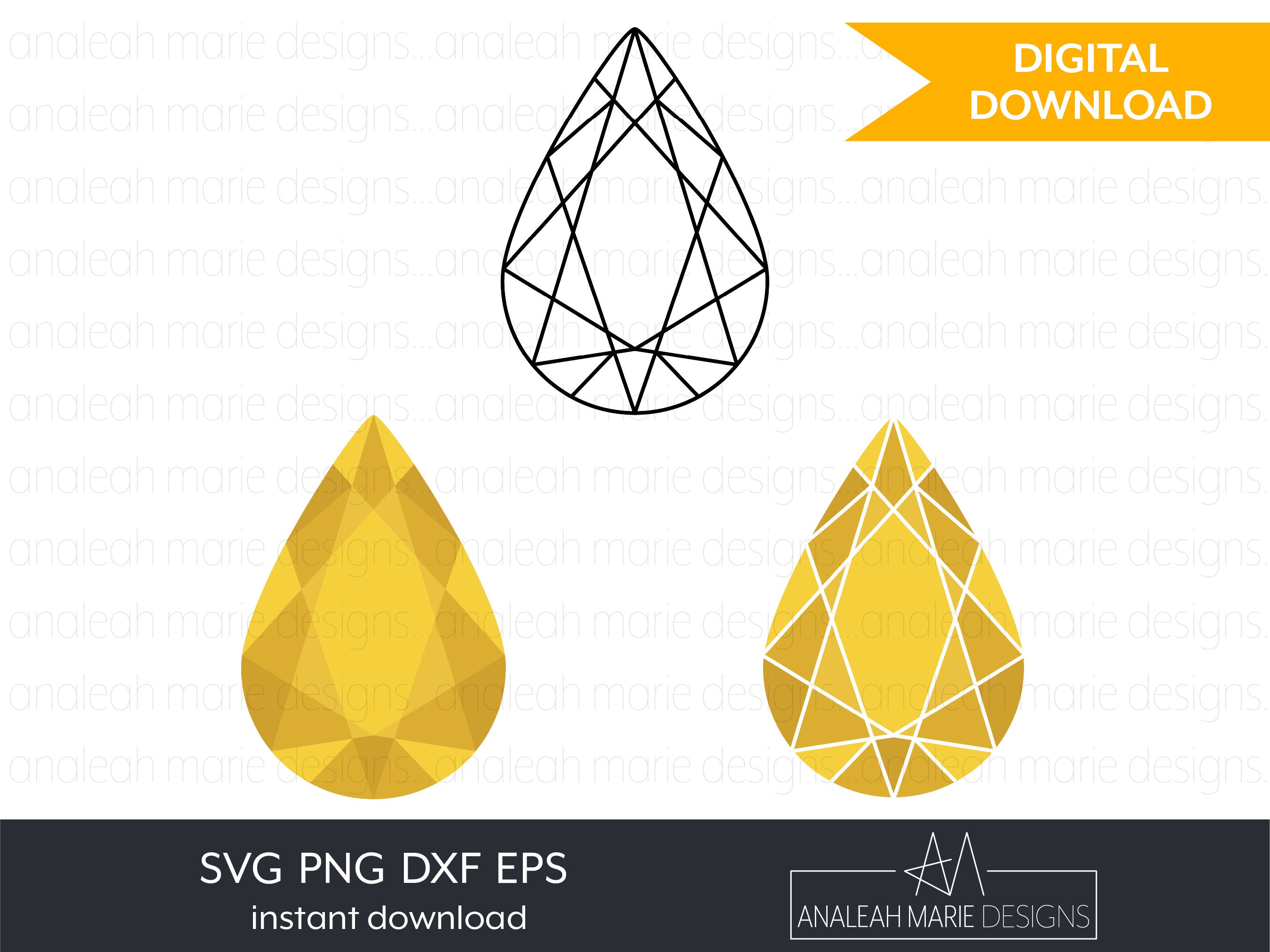 Pear Gem SVG - 3 Styles - PNG Clipart - Ideal for Your Next Craft ...