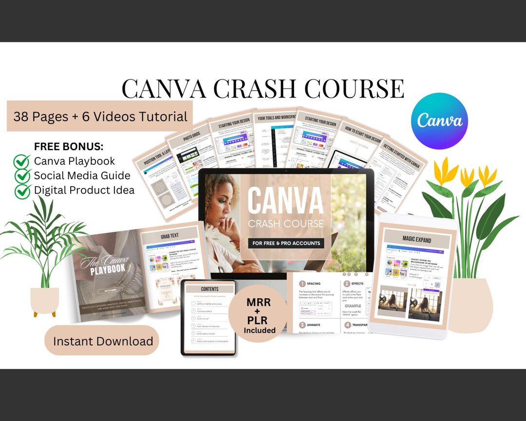 Canva Crash Course With Bonus | Canva Playbook | Social Media Guide ...