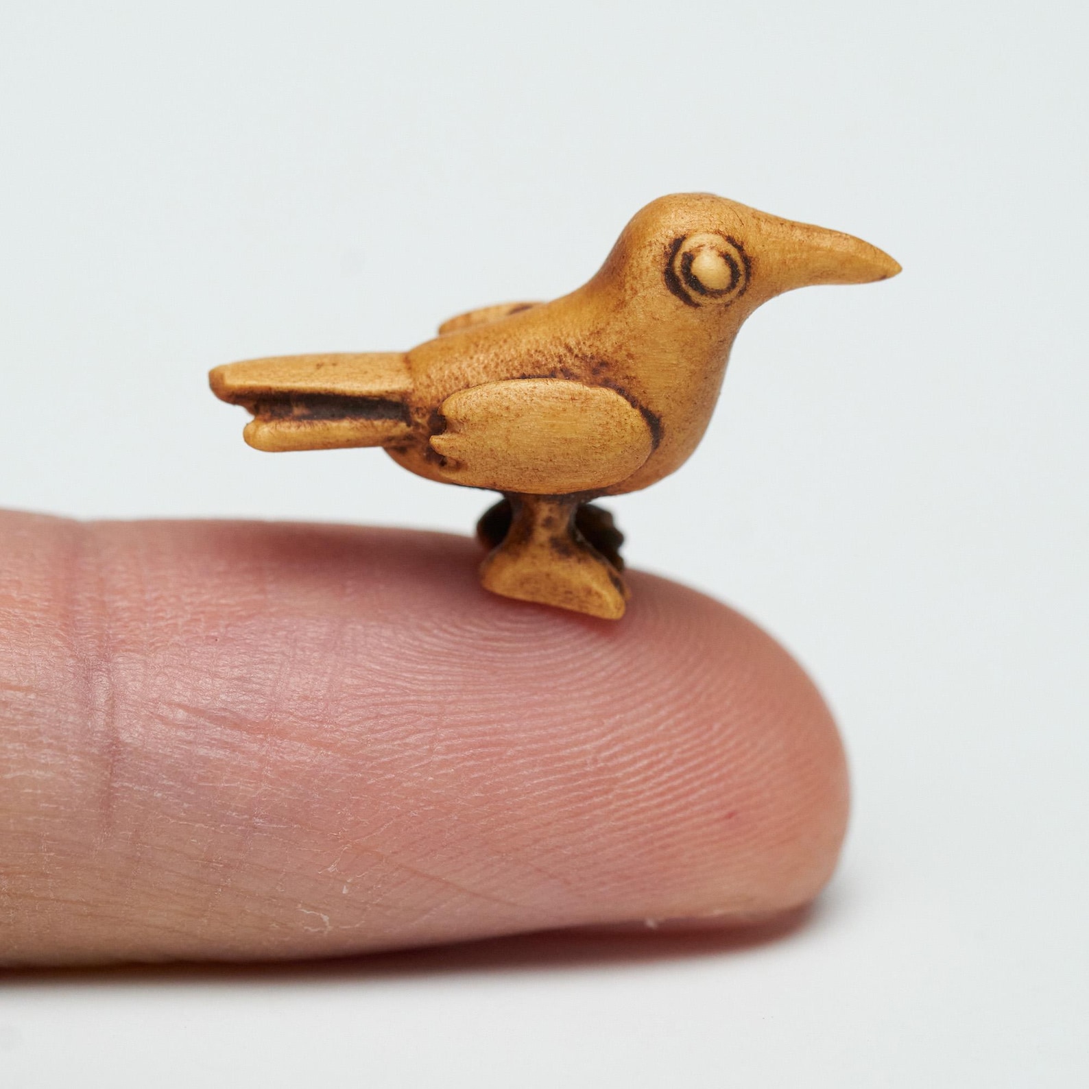 Miniature Wood Bird, Crow, Raven, Hand Carved, Christmas and Holiday ...