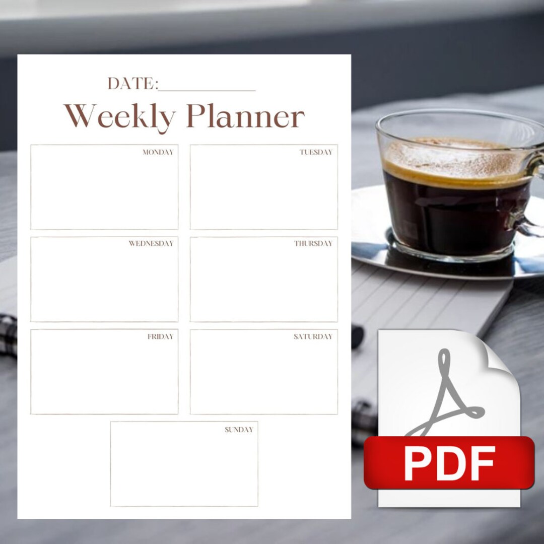 Weekly Planner PDF, Weekly Planner Printable, Daily Planner, Daily ...