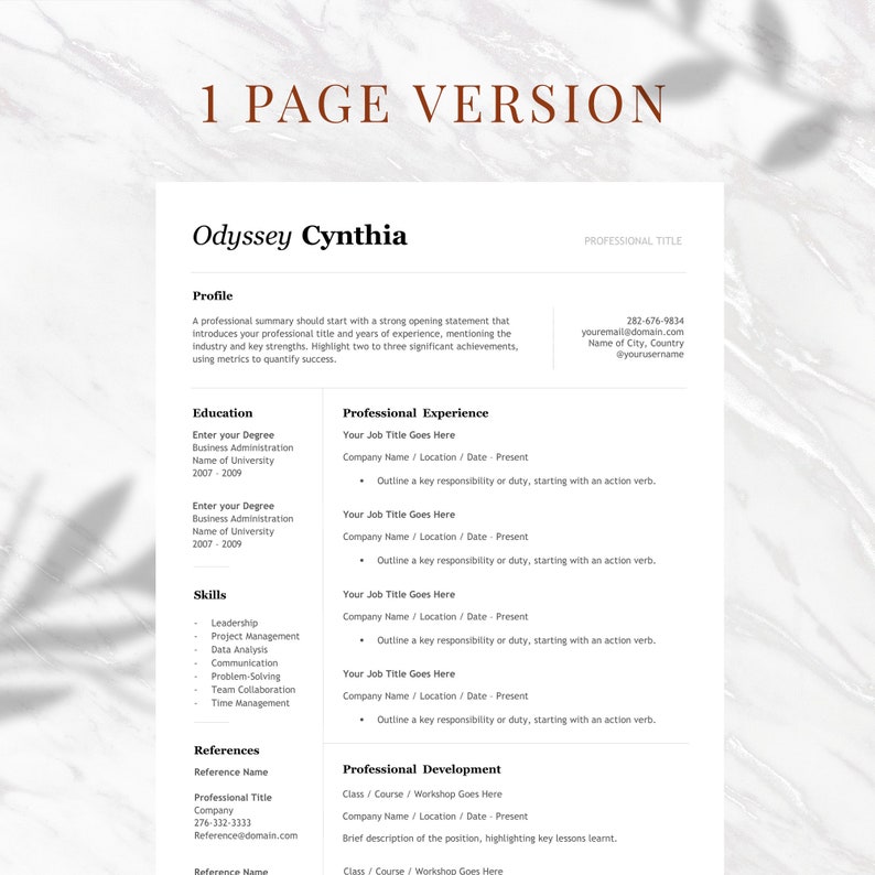 Professional & Modern Resume With Cover Letter | 1 and 2 Page Resume ...