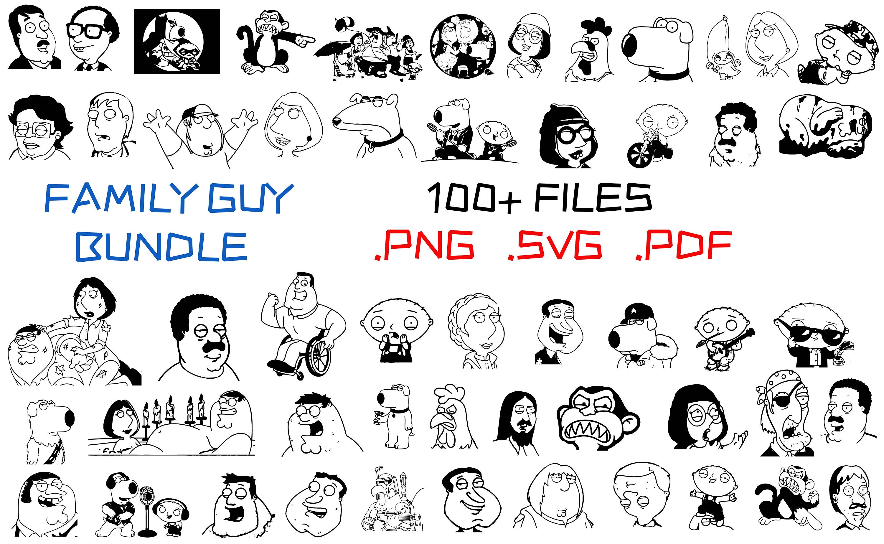 Cartoon Characters Bundle 100+ Files! PDF - SVG - PNG - Instant ...