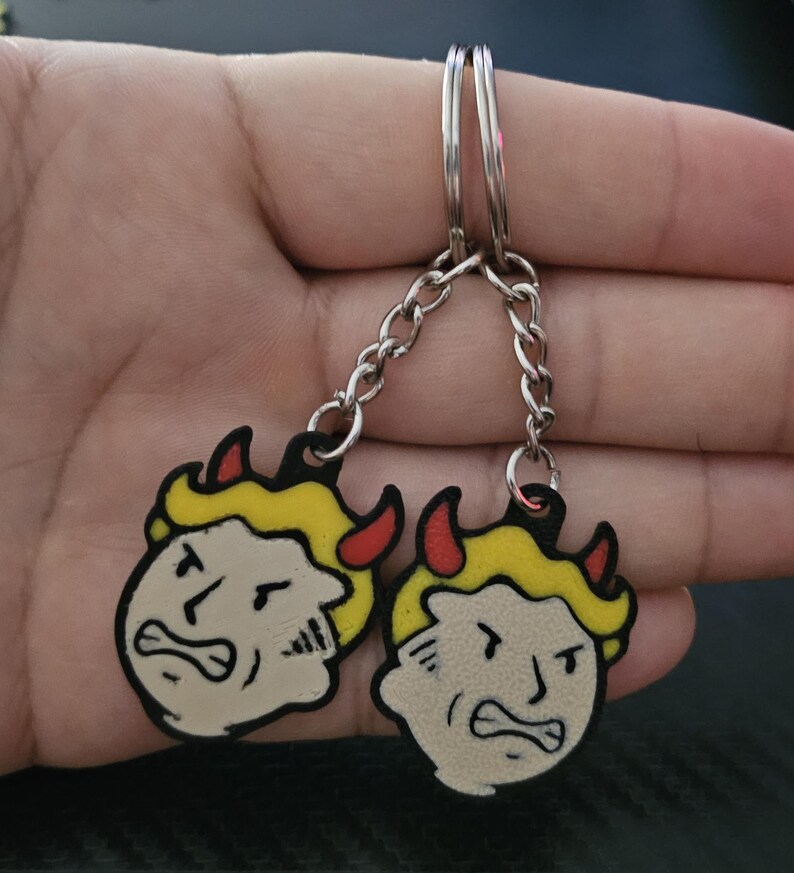 Colorful 3D Printed Fallout Emote Keychain, Fun Gaming Accessory for ...