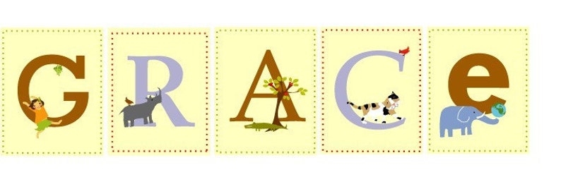 Custom Child's Name Illustrated Alphabet Prints Nursery Art - Etsy