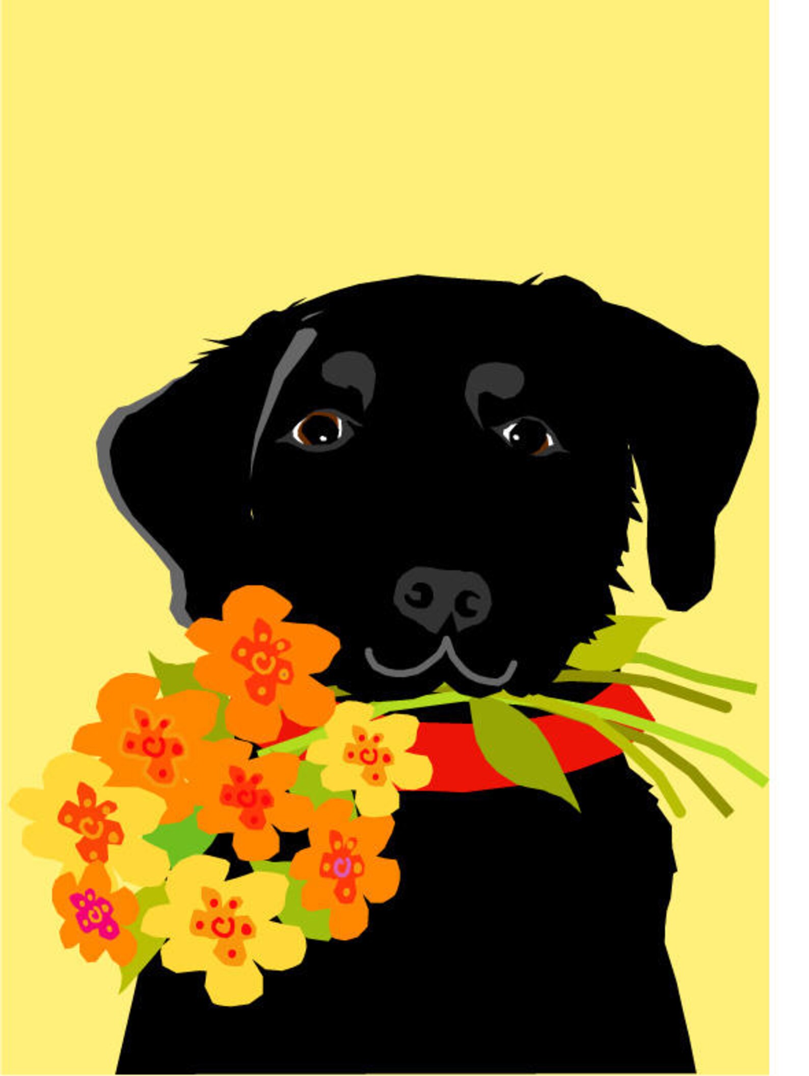 Labrador Greeting Cards With Flowers Collection - Etsy