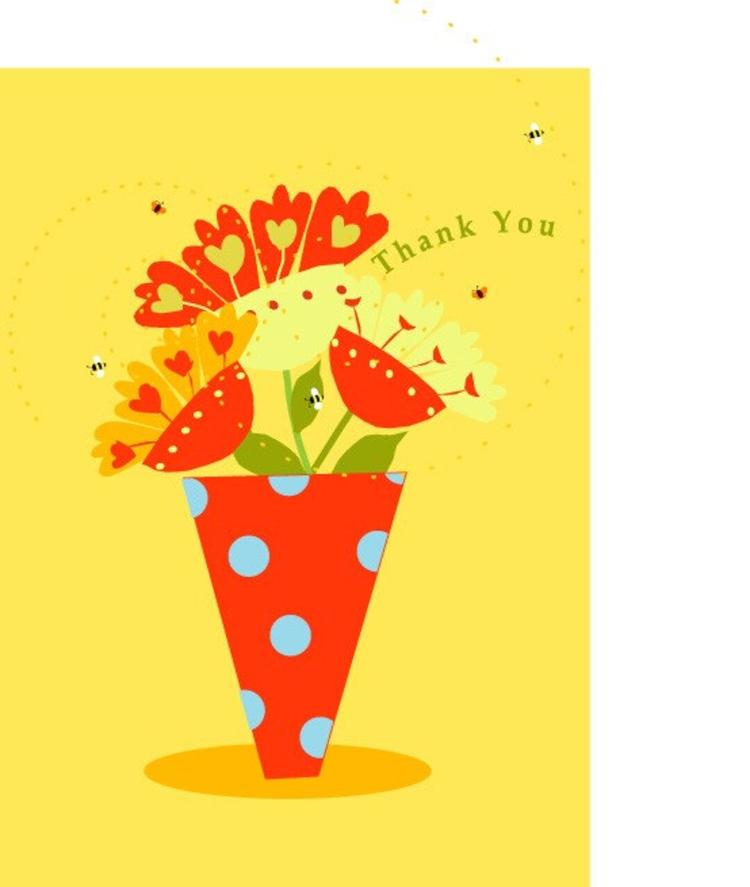 Thank You Cards Polka Dot Flower Vase Yellow - Etsy