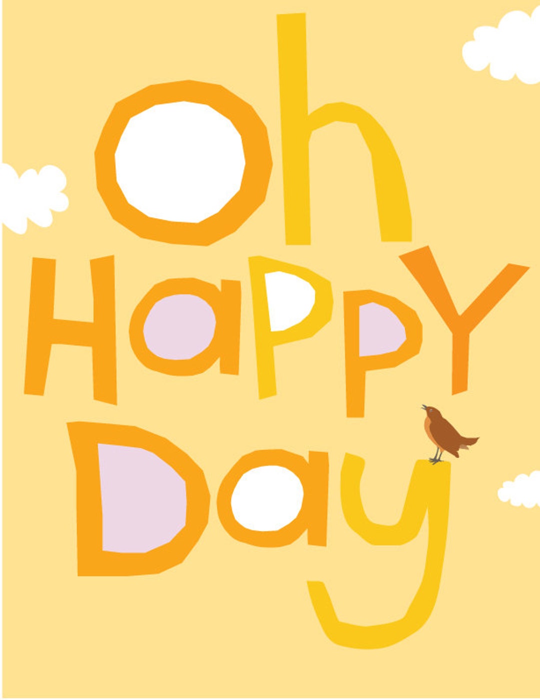 Oh Happy Day Child Art Print Wall Decor Hand Drawn Type 13 X 19 Inches ...