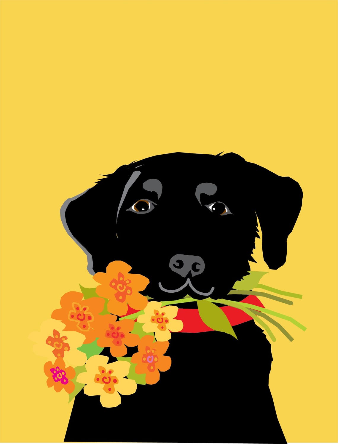Custom Black Lab Prints Illustrations Matted in 11 X 14 Inch White Mats ...