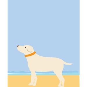 Yellow Lab in Summer Original Illustration Matted in 11 X 14 Inch White ...