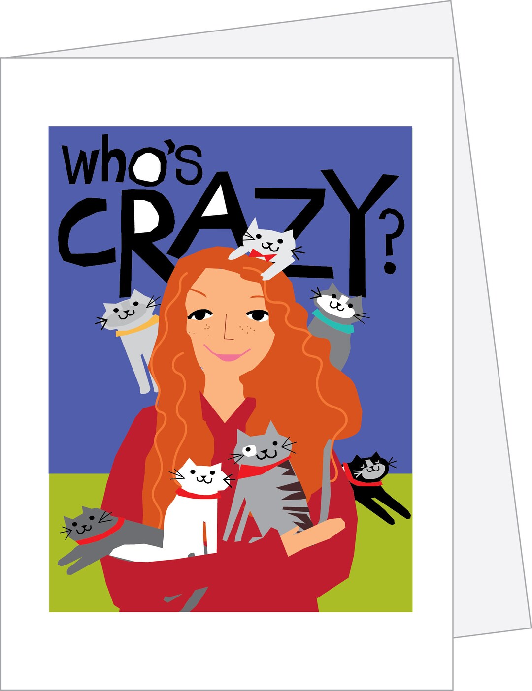 Cat Lady Card Funny 5 X 7 Inch Hand Printed - Etsy