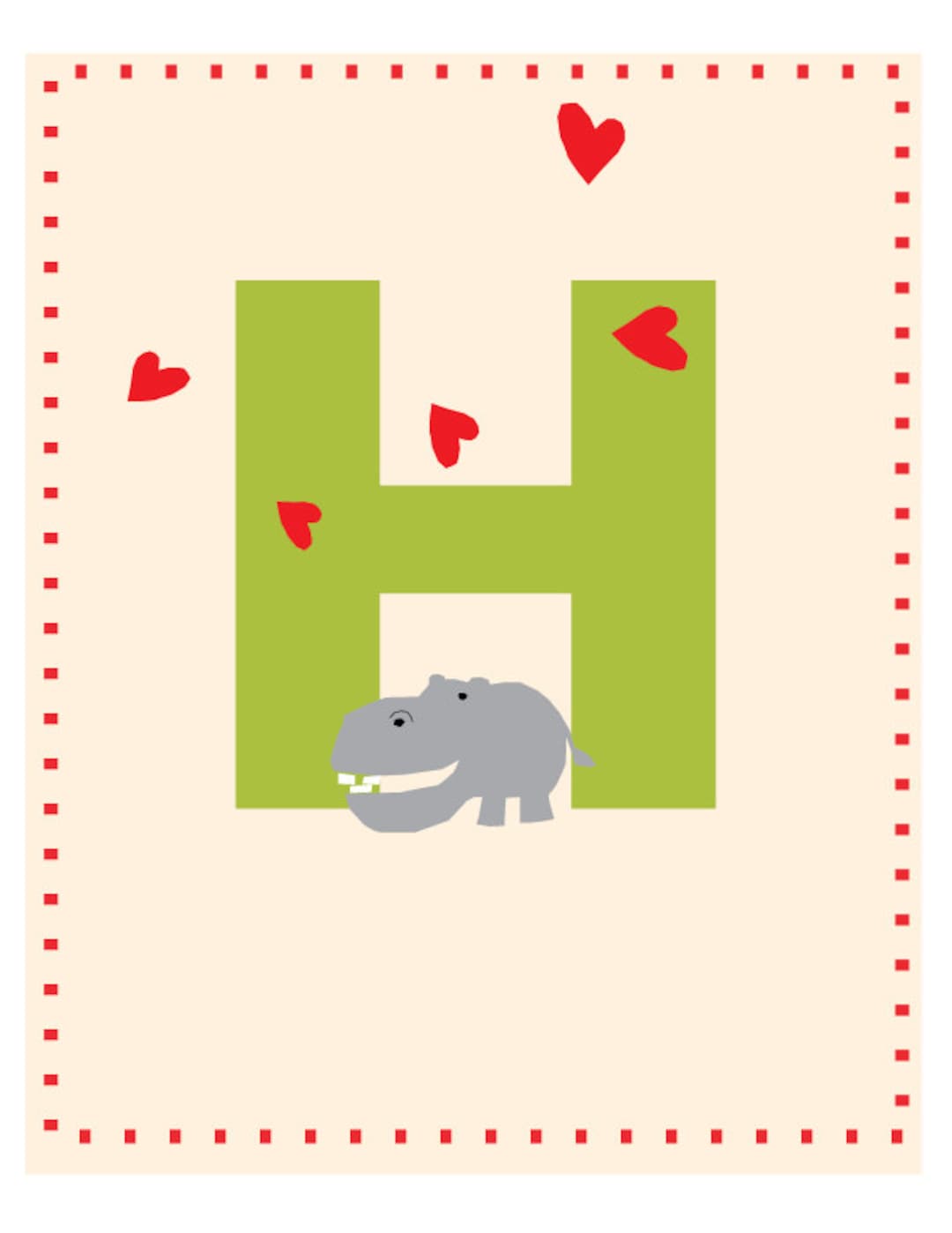 Alphabet Print Letter H Nursery Print 5 X 7 Inch Image - Etsy