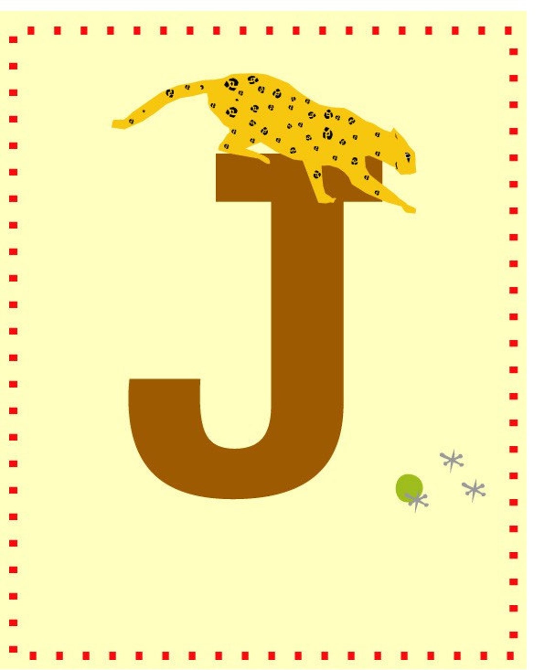 Letter J alphabet print 5 x7 wall decor | Etsy