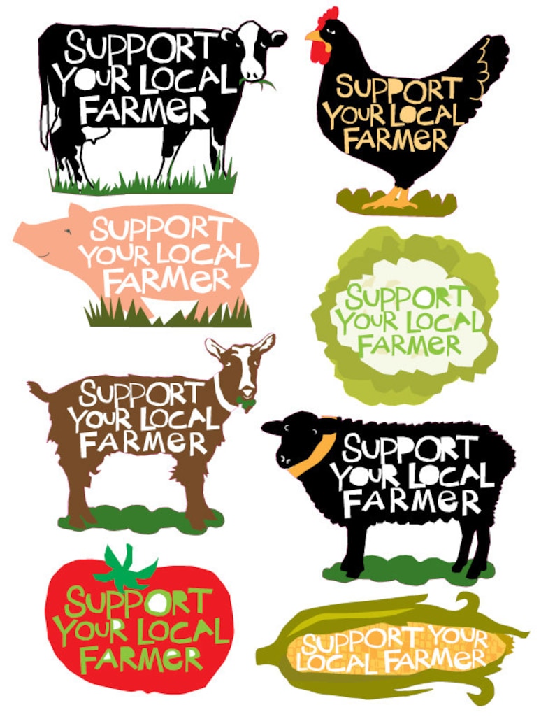 Support Your Local Farmer Bumper Sticker Collection 8 Different Designs ...