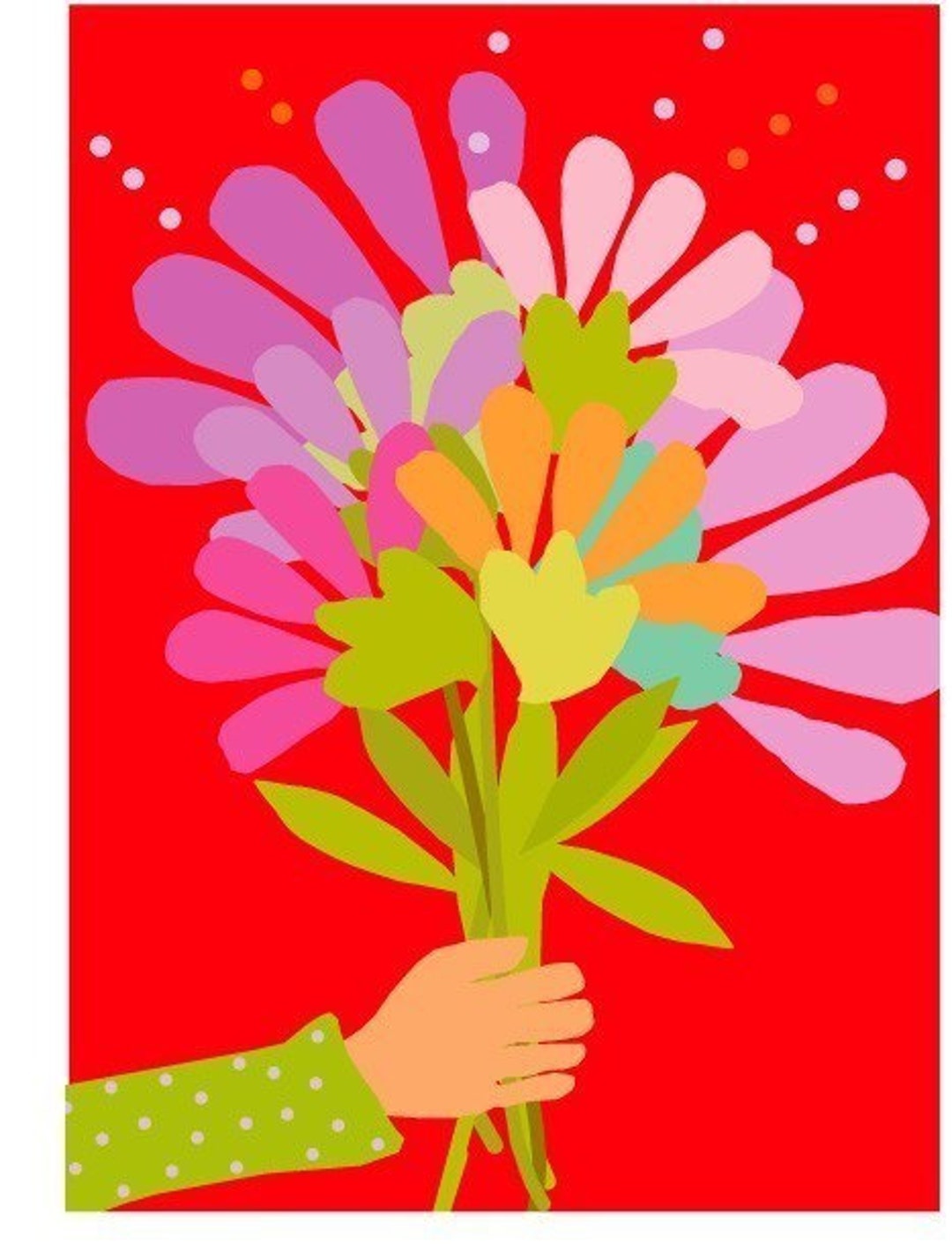 Greeting Card Bright Pink Bouquet Note Card - Etsy