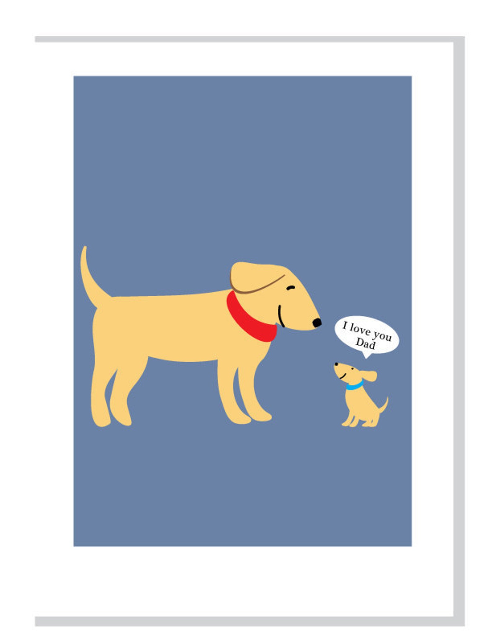 I Love You Dad Greeting Card Dog and Puppy - Etsy