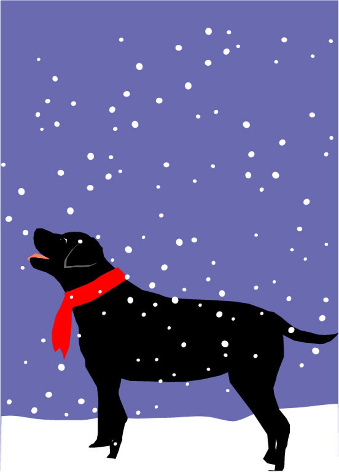 Original Illustration 8 X 10 Inch Print Black Lab in Snow - Etsy